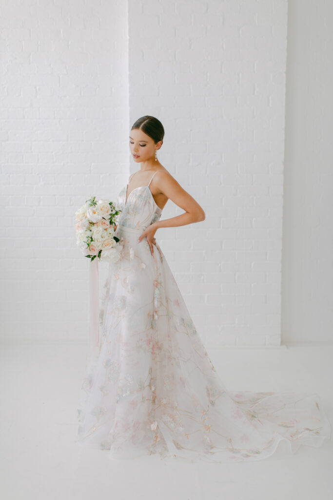 Hand Painted Floral Wedding Dress: Hand Painted by Savin London